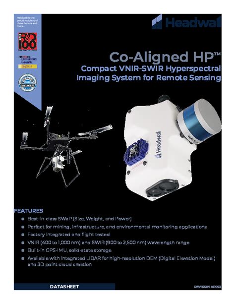 Turnkey Co Aligned Hp Airborne Hyperspectral Vnir Swir Lidar Packages Geo Matching
