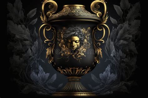 Aether Greek Mythology God Black Gold Vase By Generative Ai Stock