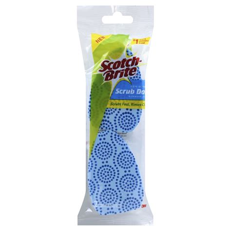 Scotch Brite Scrub Dots Non Scratch Dishwand Refill Sponge 2 Pack Blue