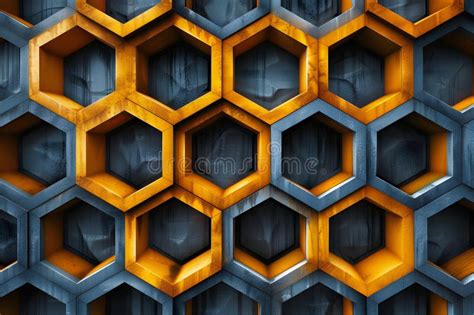 Geometric Honeycomb Pattern With Industrial Metal Aesthetic For Design And Decoration Generative
