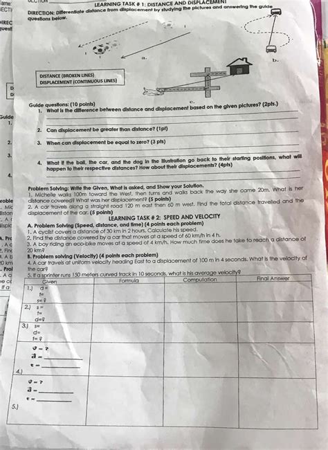 LEARNING TASK 1 DISTANCE AND DISPLACEMENT StudyX