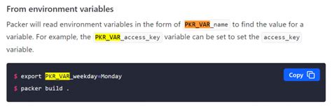 hashicorp packer what are the location we can set variable