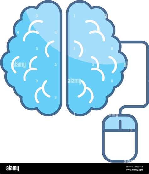Brain Mouse Connected Babe Education Learning Line And Fill Vector Illustration Stock Vector
