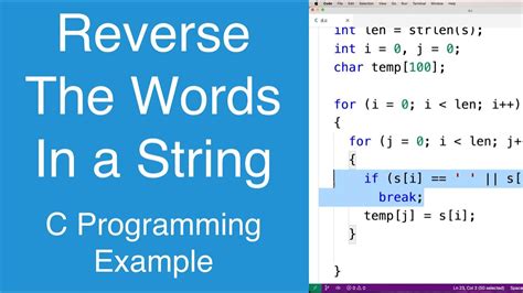 Reverse The Words In A String C Programming Example Youtube
