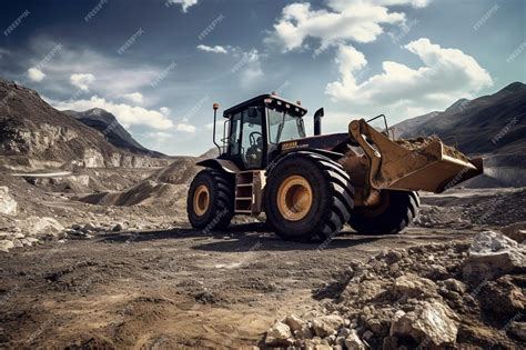 Premium Photo Industrial Grader On Rocky Soil Road Grader Heavy Earth Moving Dirty Heavy Machine