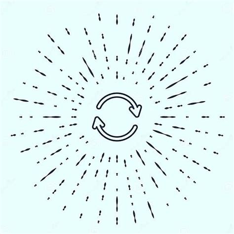 Black Line Refresh Icon Isolated On Grey Background Reload Symbol Rotation Arrows In A Circle