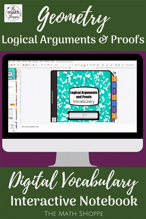 Geometry LOGICAL ARGUMENTS PROOFS Digital Vocabulary Interactive Notebook Vocabulary