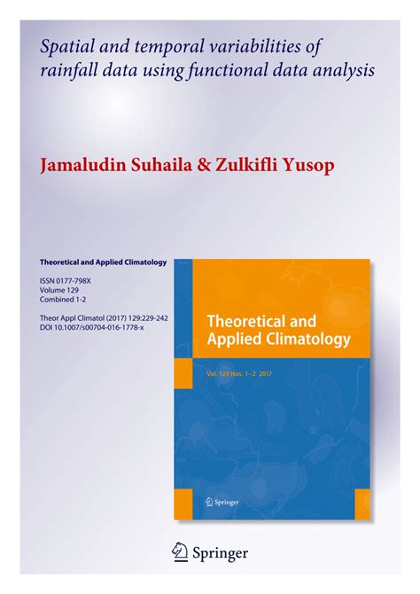Pdf Spatial And Temporal Variabilities Of Rainfall Data Using Functional Data Analysis