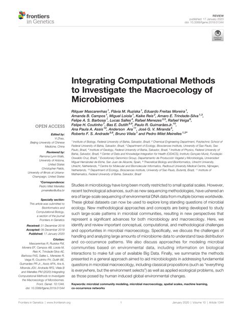 Pdf Integrating Computational Methods To Investigate The Macroecology