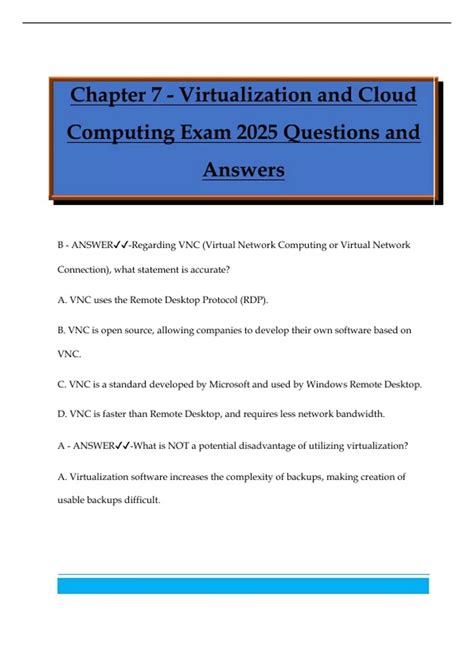 Chapter 7 Virtualization And Cloud Computing Exam 2025 Questions And
