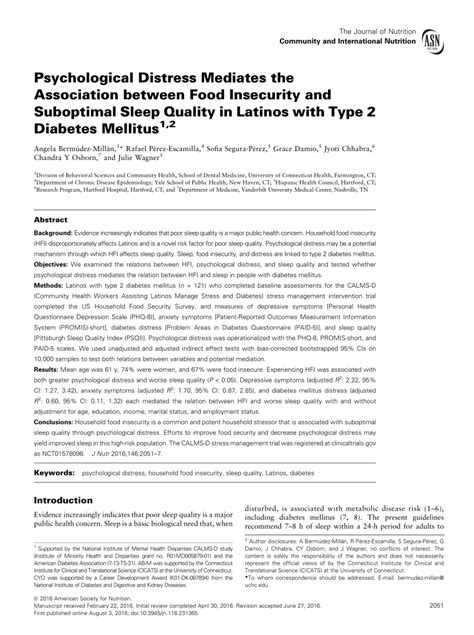 Pdf Psychological Distress Mediates The Association Between Food