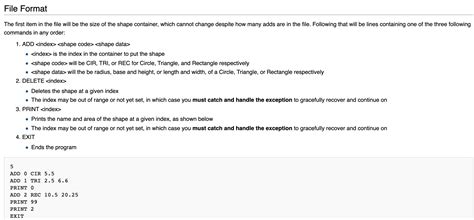C Program Question Shape Container Interface Chegg