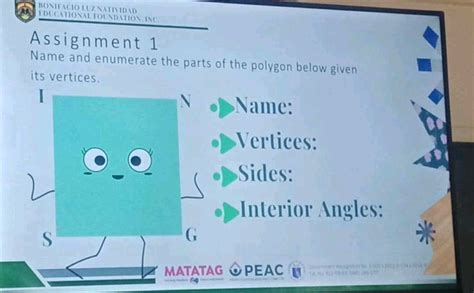 n assignment 1 name and enumerate the parts of the polygon below