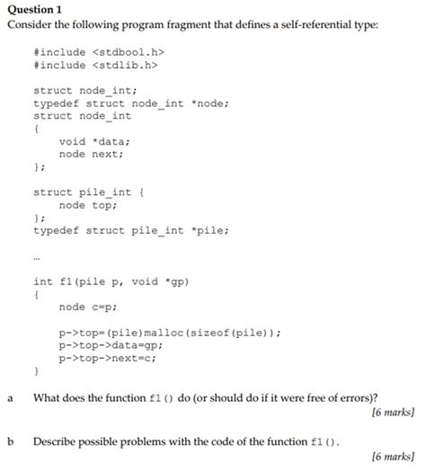 question 1 consider the following program fragment