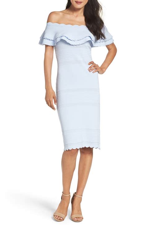 Eliza J Off The Shoulder Ruffle Sheath Dress Regular And Petite Nordstrom