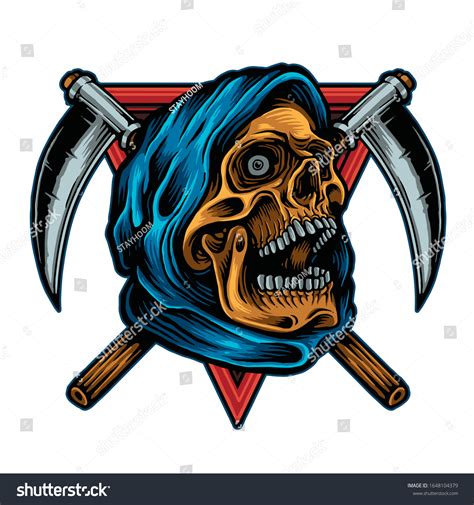 Vector Illustration Grim Reaper Skull Stock Vector Royalty Free