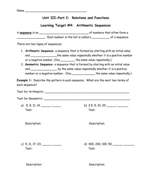 Arithmetic Sequences