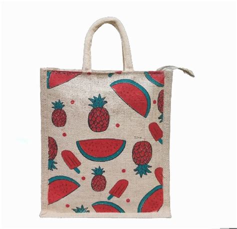 Fruit Printed Jute Fancy Hand Bag Weight Capacity 10 KG At Rs 65 Piece In Faridabad
