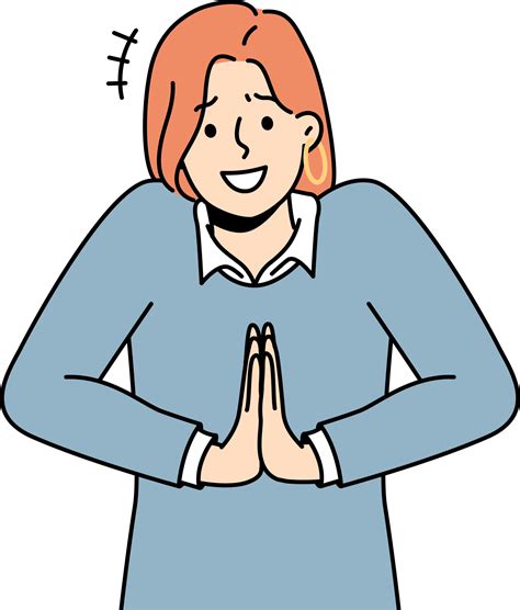 Smiling Woman Hold Hands In Prayer Ask For Favor 21469038 Png