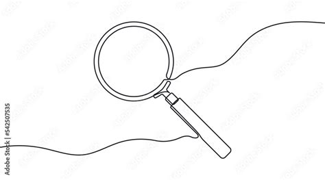 One Continuous Line Illustration Of Magnifying Glass Continuous Line