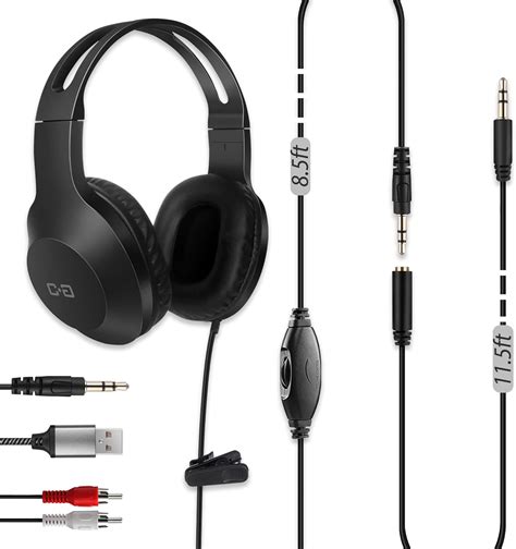 Amazon Com Dungzduz Ft Extra Long Cord Headphones For Tv Pc With Volume Control Wired Tv