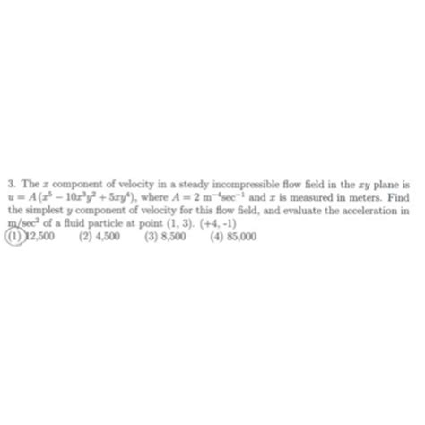 solved the x ﻿component of velocity in a steady