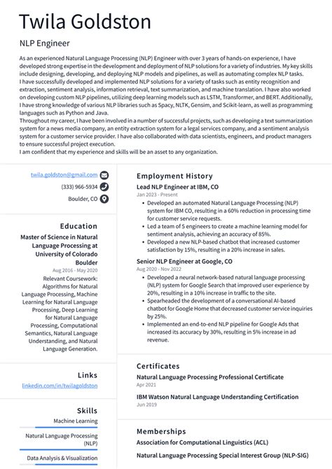 Apple NLP Engineer Resume Examples ResumeCat