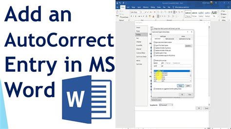 Add An Autocorrect Entry In Ms Wordwindows10 Youtube