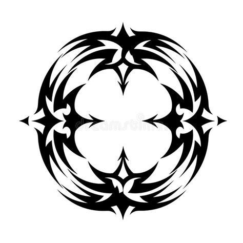 Tribal Circular Pattern Design In Black And White For Decoration Stock