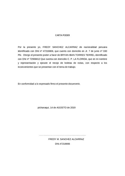 Resultado De Imagen Para Modelo De Carta Poder Simple Para Hot Sex
