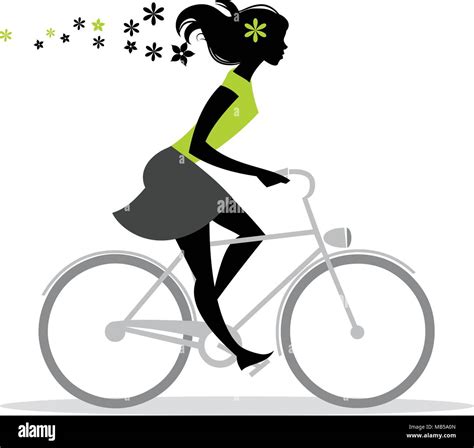 Girl Silhouette On Bike Vector Illustration Stock Vector Image And Art