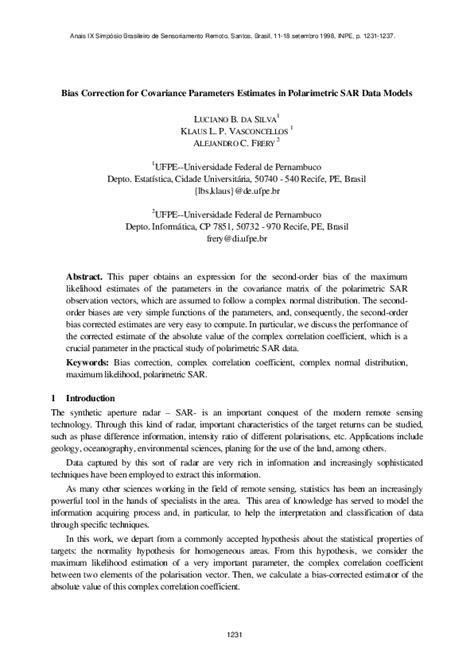 Pdf Bias Correction For Covariance Parameters Estimates In