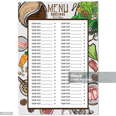 메뉴 일본 음식 스키야키 샤 브 샤 브 레스토랑 템플릿 디자인 핸드 그래픽을 그리기 메뉴판에 대한 스톡 벡터 아트 및 기타 이미지 메뉴판 바비큐 건강한 생활방식
