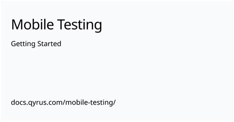 Getting Started Mobile Testing