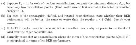 Solved 2 Consider The Below 16 Qam Constellations I