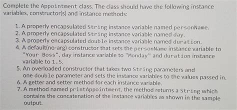 Solved Complete The Appointment Class The Class Should Have