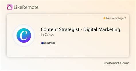 📩 Content Strategist Digital Marketing At 🏢 Canva 📍remote Job In 🇦🇺