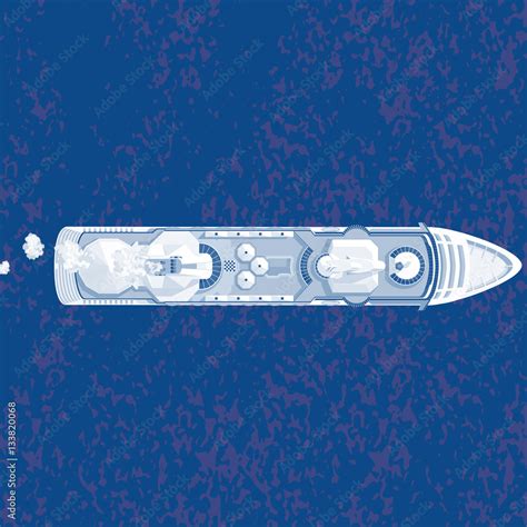 Technical Top View And Layout Illustration Of A Cruise Ship Shoring