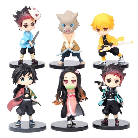 Demon Slayer Kit 6 Bonecos Action Figures Kimetsu No Yaiba Shopee Brasil