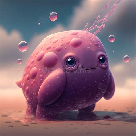A Cute Purple Blob Character Created With Generative Ai Stock Image Image Of Character Blob