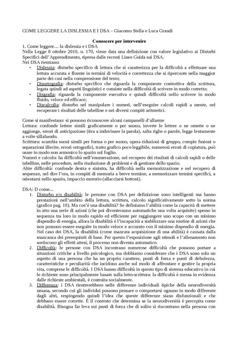 Come Leggere La Dislessia E I Dsa Docsity