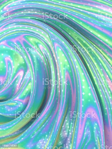 반짝이는 다이아몬드 기하학적 패턴의 무지개 빛깔의 물결 모양의 직물 현대 컨셉 아트3d 렌더링 디지털 일러스트 3차원 형태에