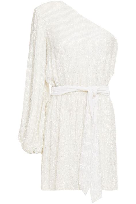 RETROFÊTE Bridget one shoulder sequined chiffon mini dress THE OUTNET