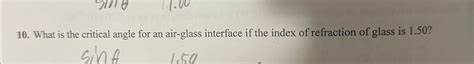 Solved What Is The Critical Angle For An Air Glass Interface
