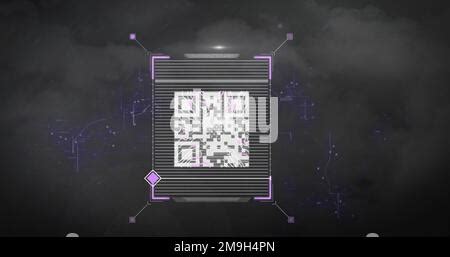 Composition Of Data Processing With Qr Code And Finger On Black