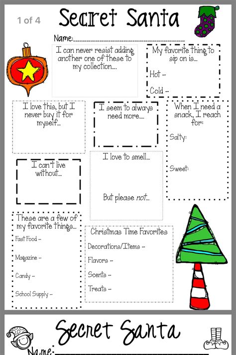 Secret Santa Wish List Template Free Printable Word Searches