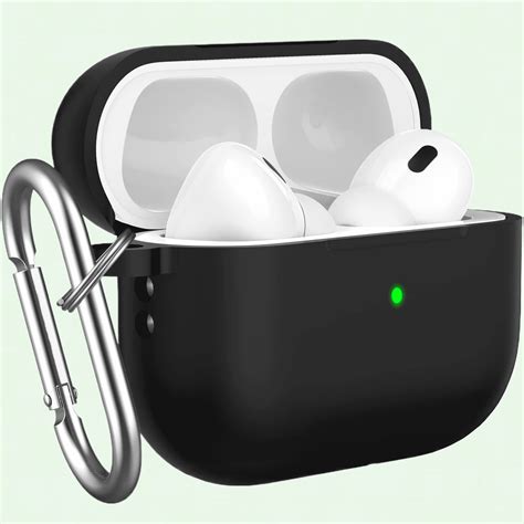 Airpods Pro 2 Silicone Protective Skin Case With Carabiner Front Led Visible Wireless