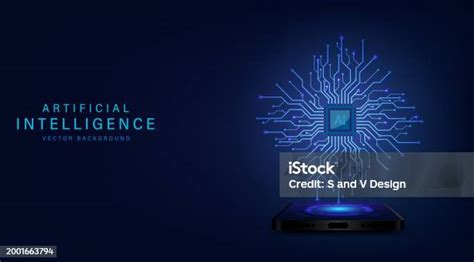 스마트폰의 인공 지능 기술 회로 기술 추상 배경입니다 웹을 위한 미래 기술 아트워크 배너 템플릿입니다 빅 데이터 및 기계 학습 벡터 일러스트 레이 션입니다 인공지능에 대한