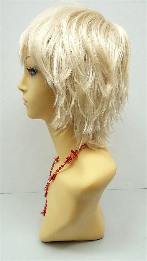 Short Layered Wind Blown Shag Style Blonde Cosplay Wig Anime Etsy
