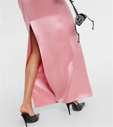 Floral appliqué silk satin gown in pink Magda Butrym Mytheresa